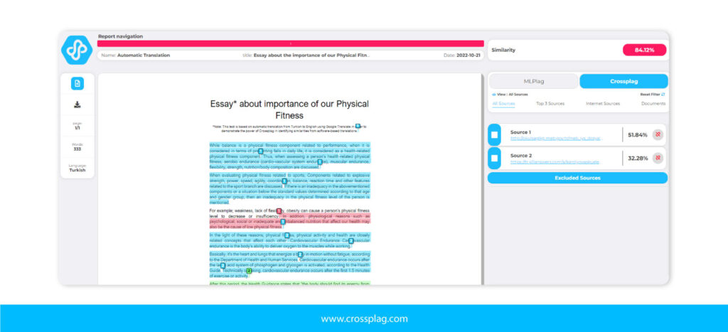Translation plagiarism: Software-based translation case study - Crossplag